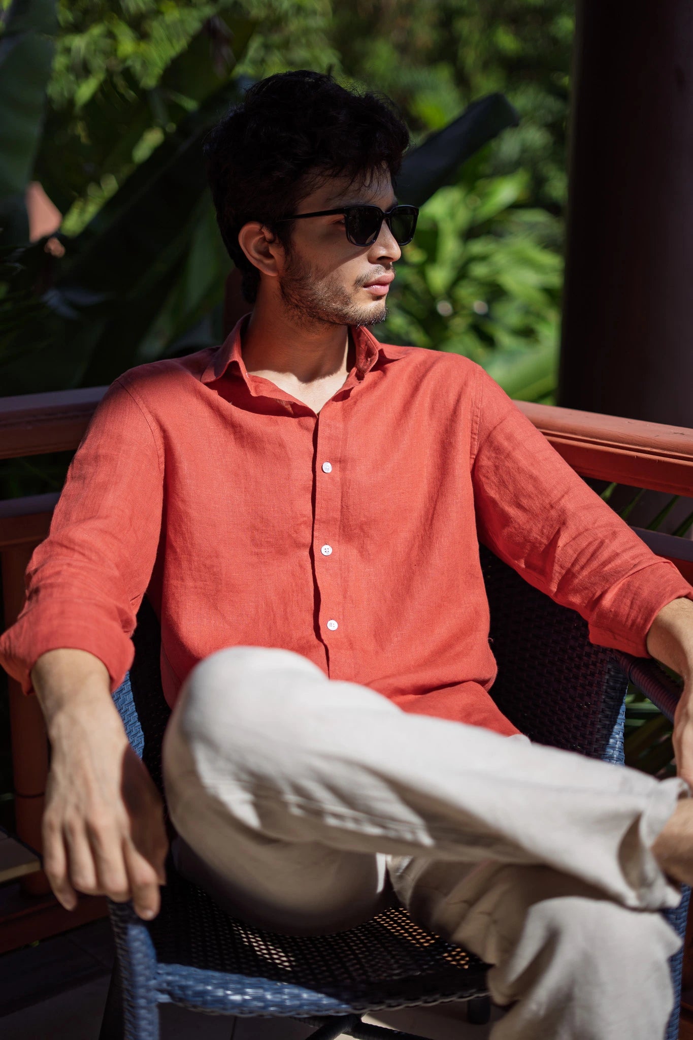 Coral Red Linen Shirt – Stan Edition