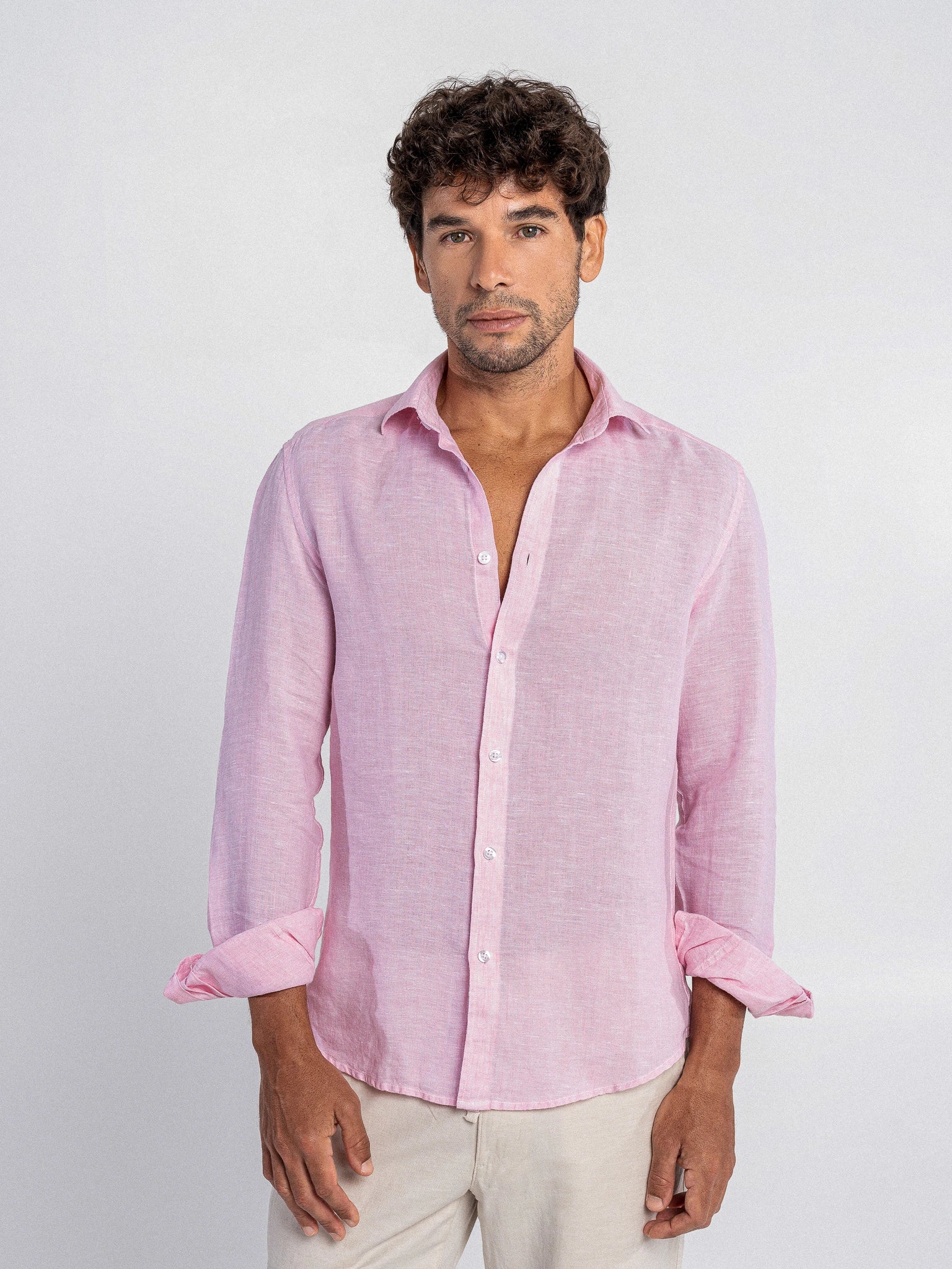 Pink Irish Linen Shirt – Stan Edition